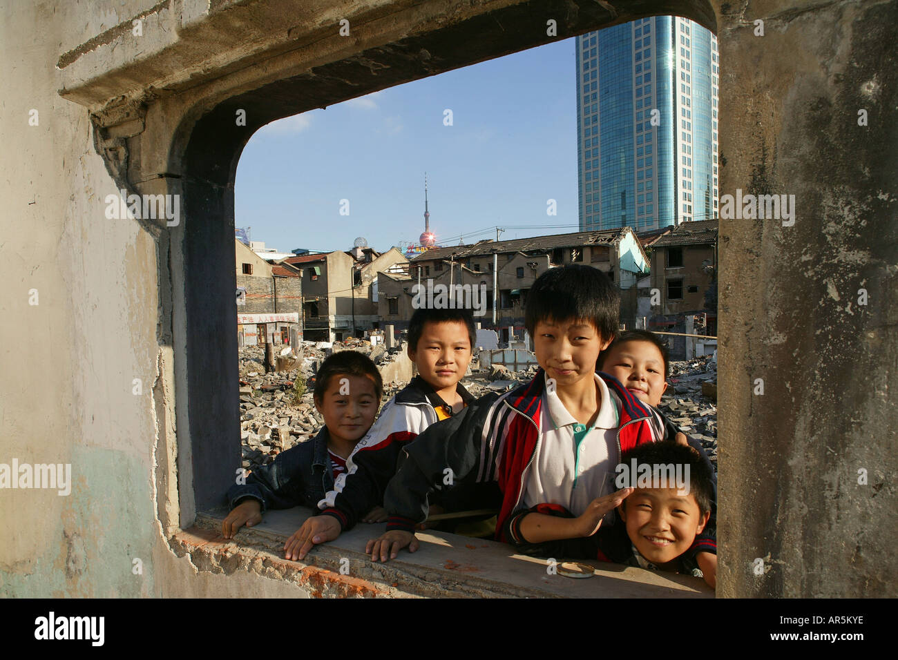 demolition site playground, Hongkou, Shanghai Stock Photo - Alamy