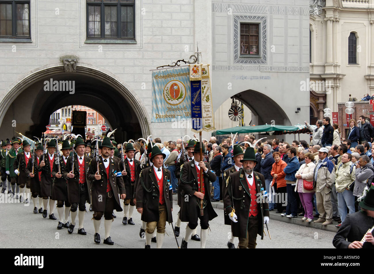 Traditional procession in Marienplatz, Munich (Munchen / Muenchen ...
