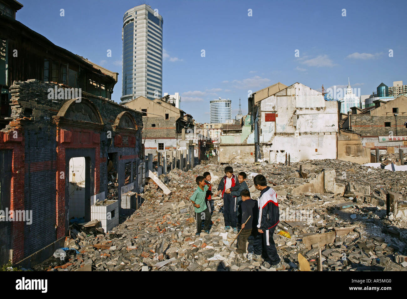 demolition site playground, Hongkou, Shanghai Stock Photo - Alamy