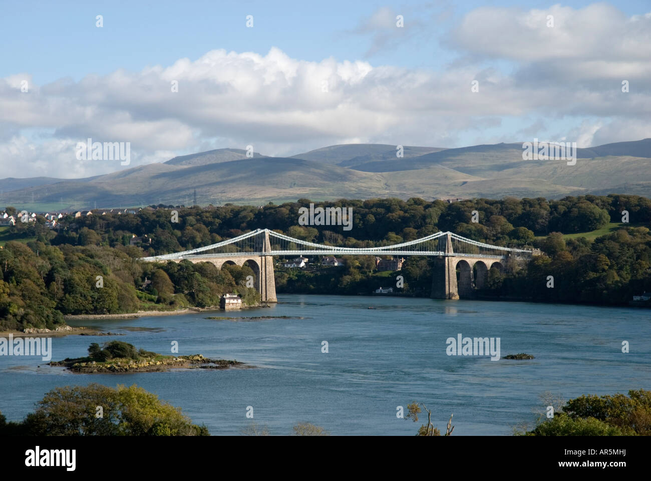 Menai Strait Suspension Bridge Anglesey Wales Stock Photo - Alamy