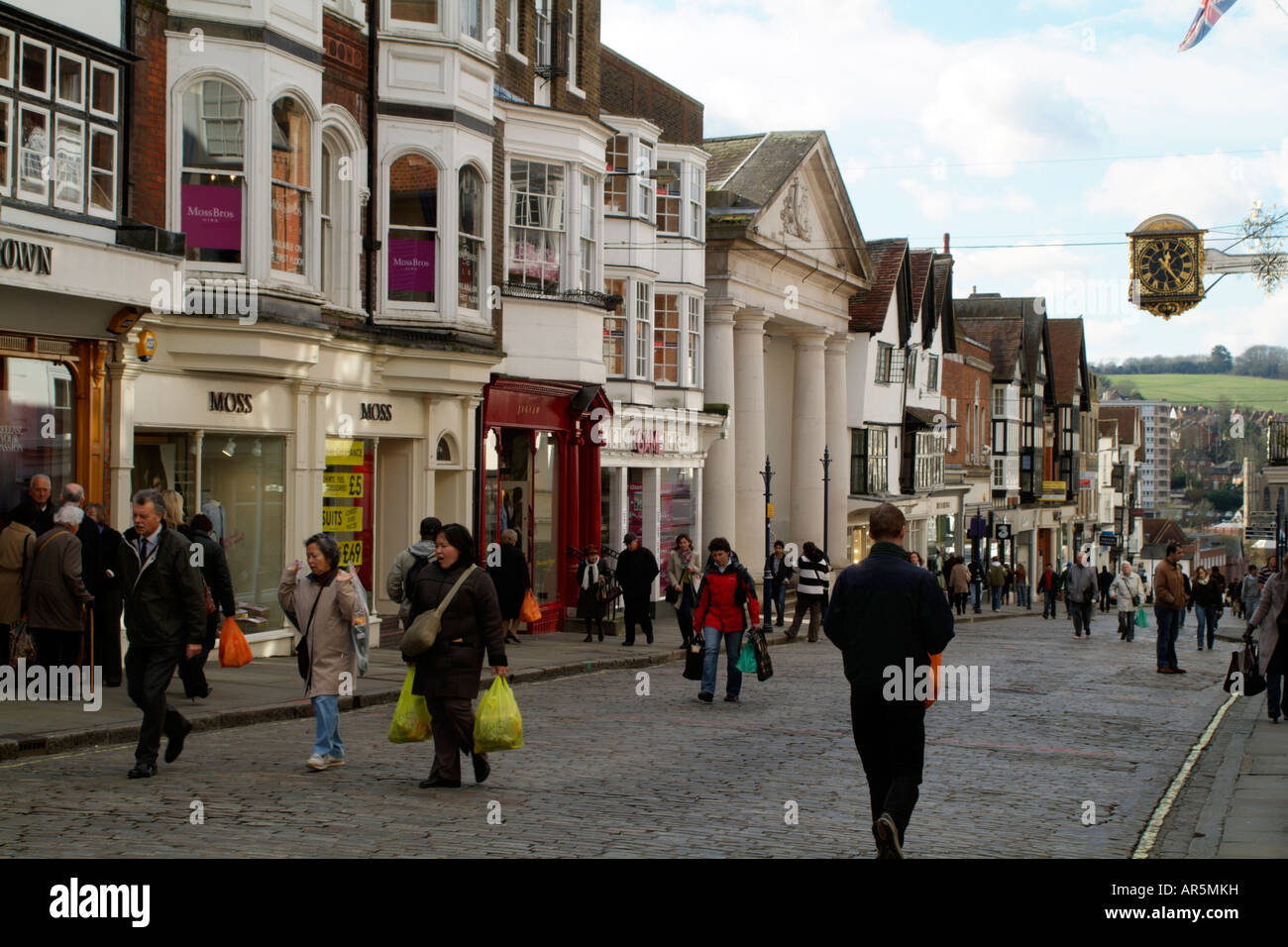 The High Street Guildford Town Centre Surrey England Looking west ...