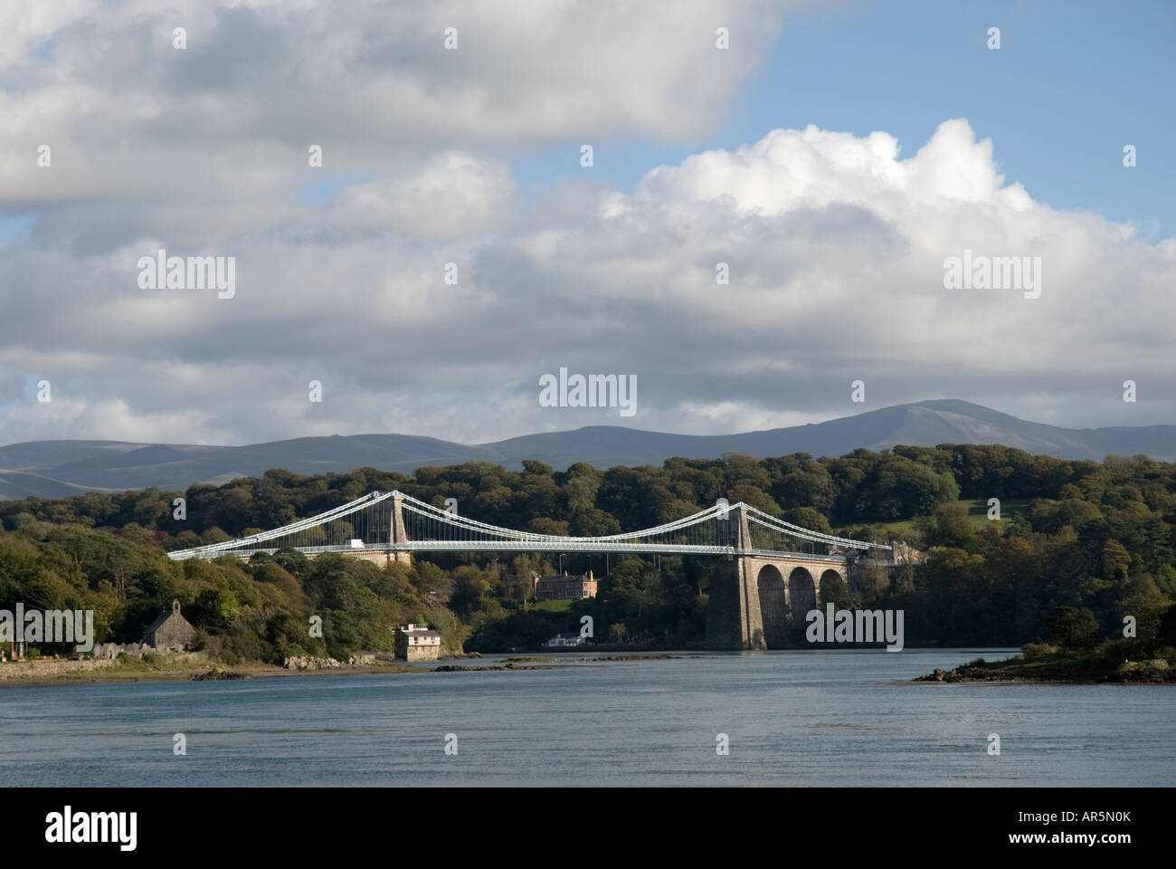Menai Strait Suspension Bridge Anglesey Wales Stock Photo - Alamy