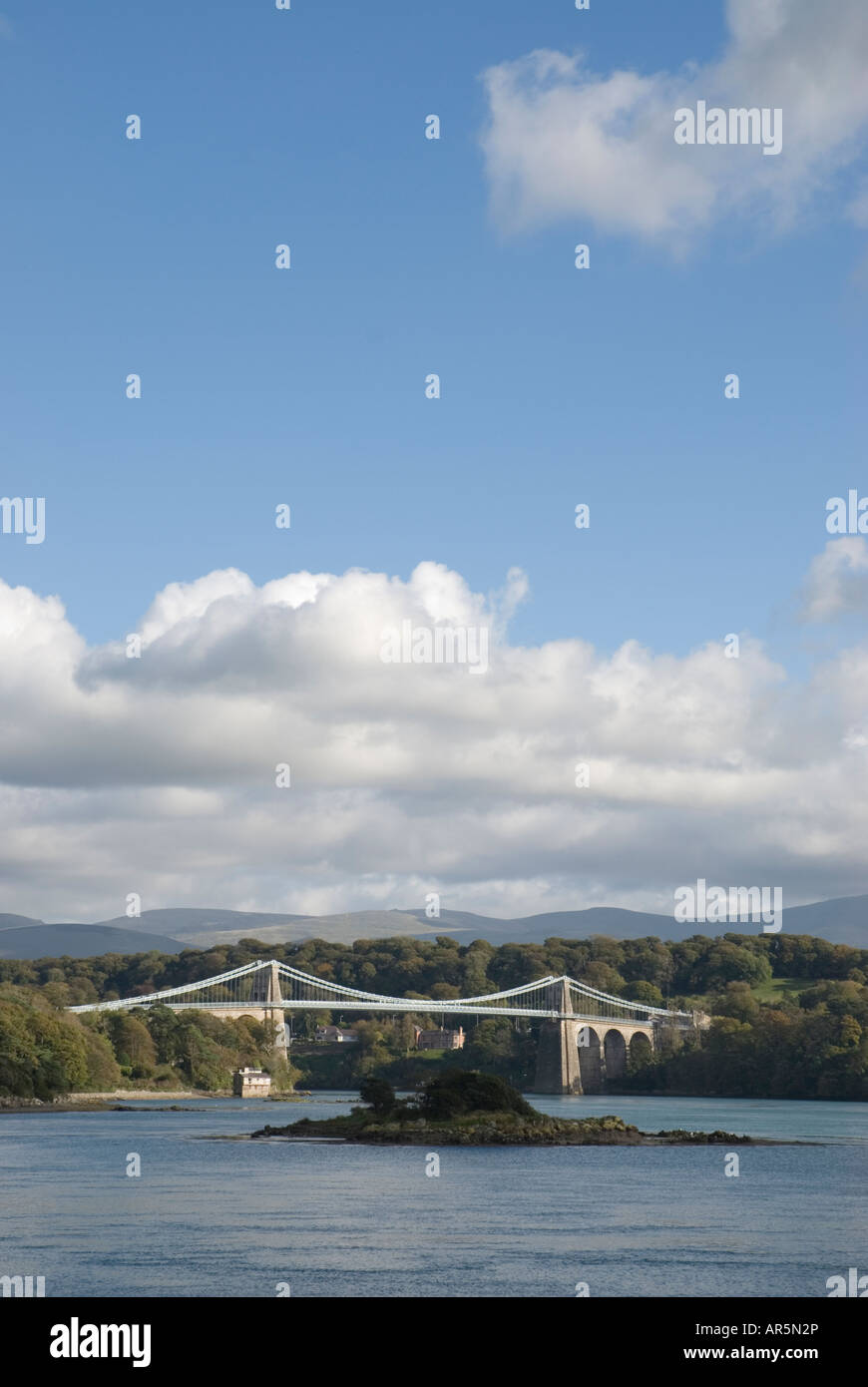 Menai Strait Suspension Bridge Anglesey Wales Stock Photo - Alamy