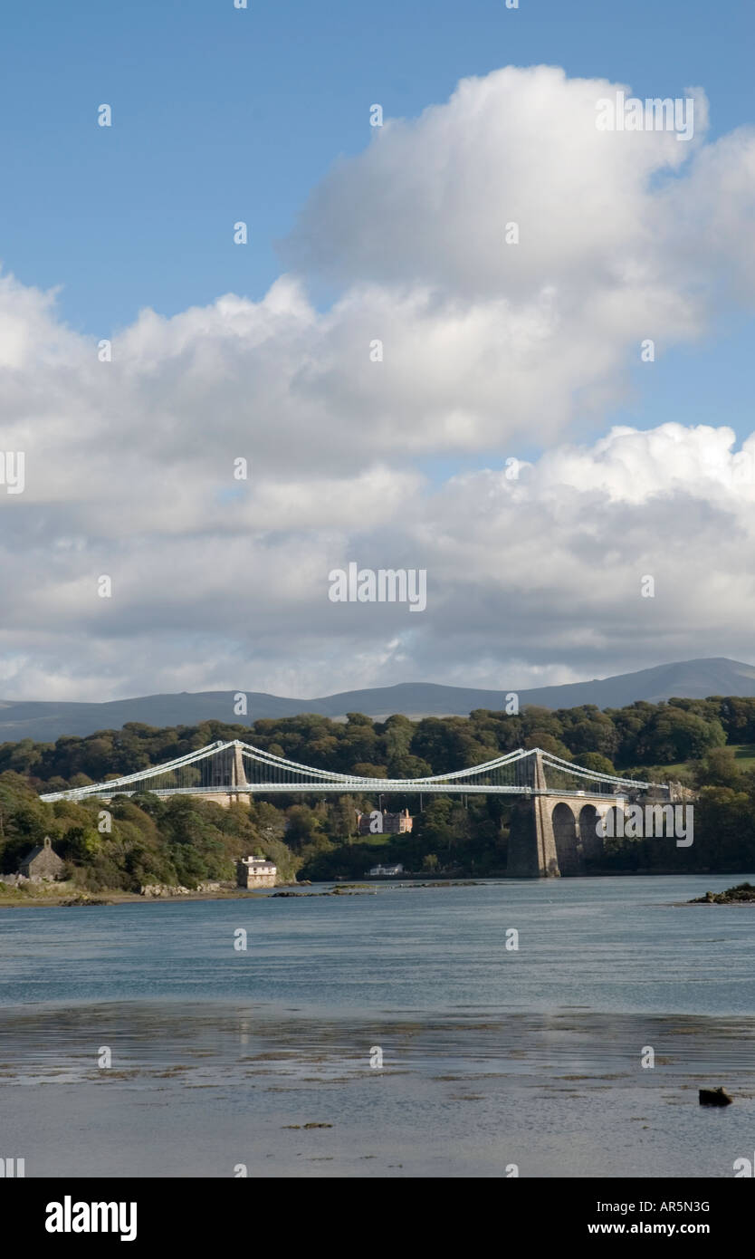 Menai Strait Suspension Bridge Anglesey Wales Stock Photo - Alamy