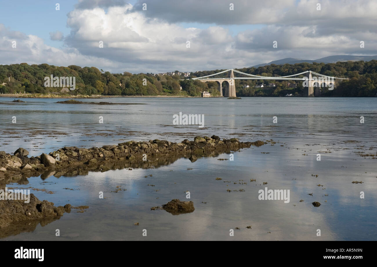 Menai Strait Suspension Bridge Anglesey Wales Stock Photo - Alamy