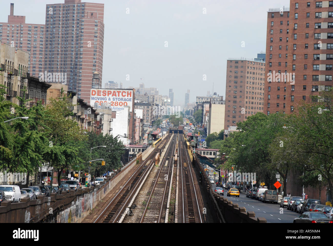 Over ground section of subway track New York USA Stock Photo - Alamy
