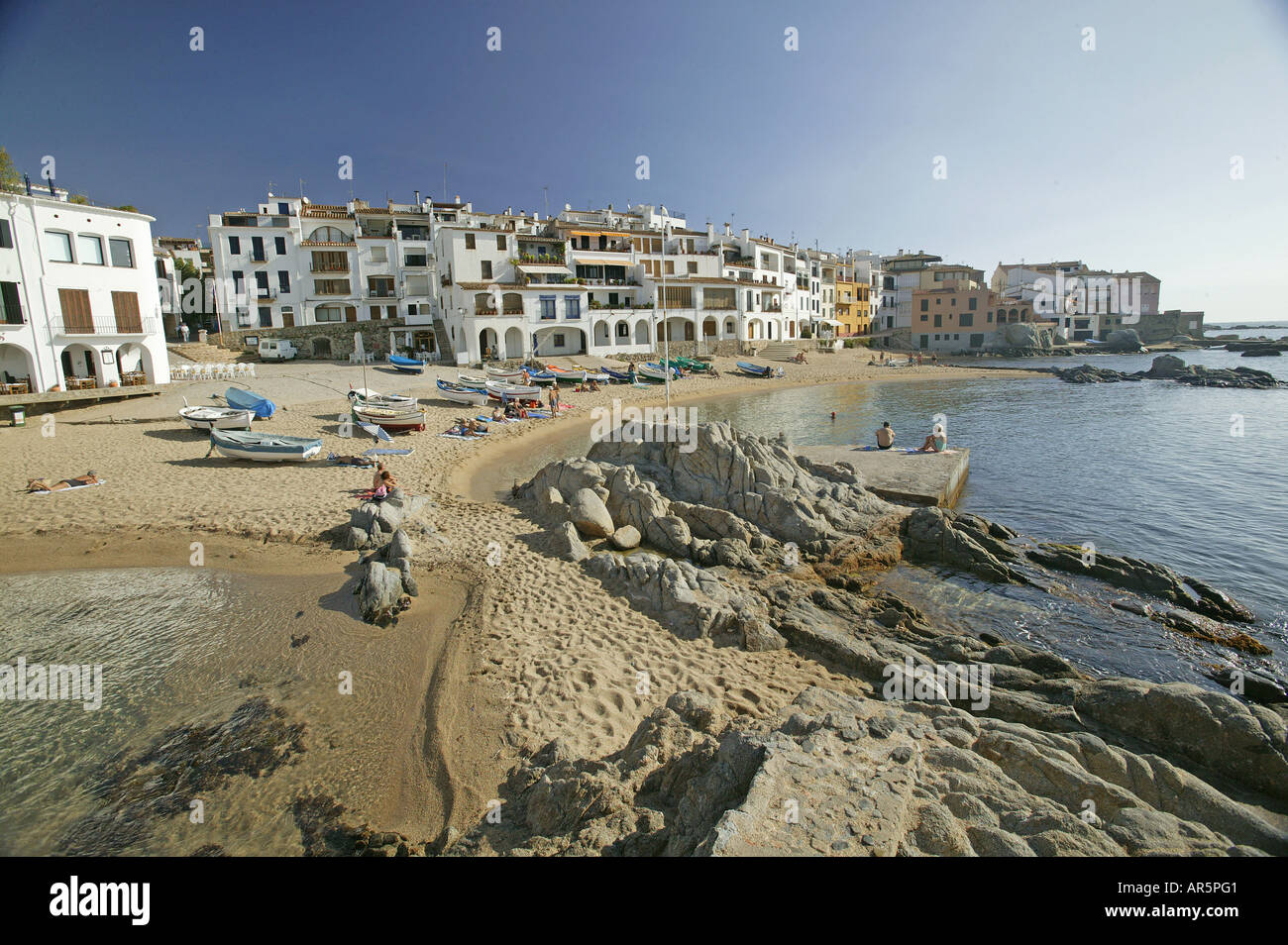 Costa Brava, Calella Beach, Costa Brava, Catalonia Spain Stock Photo ...