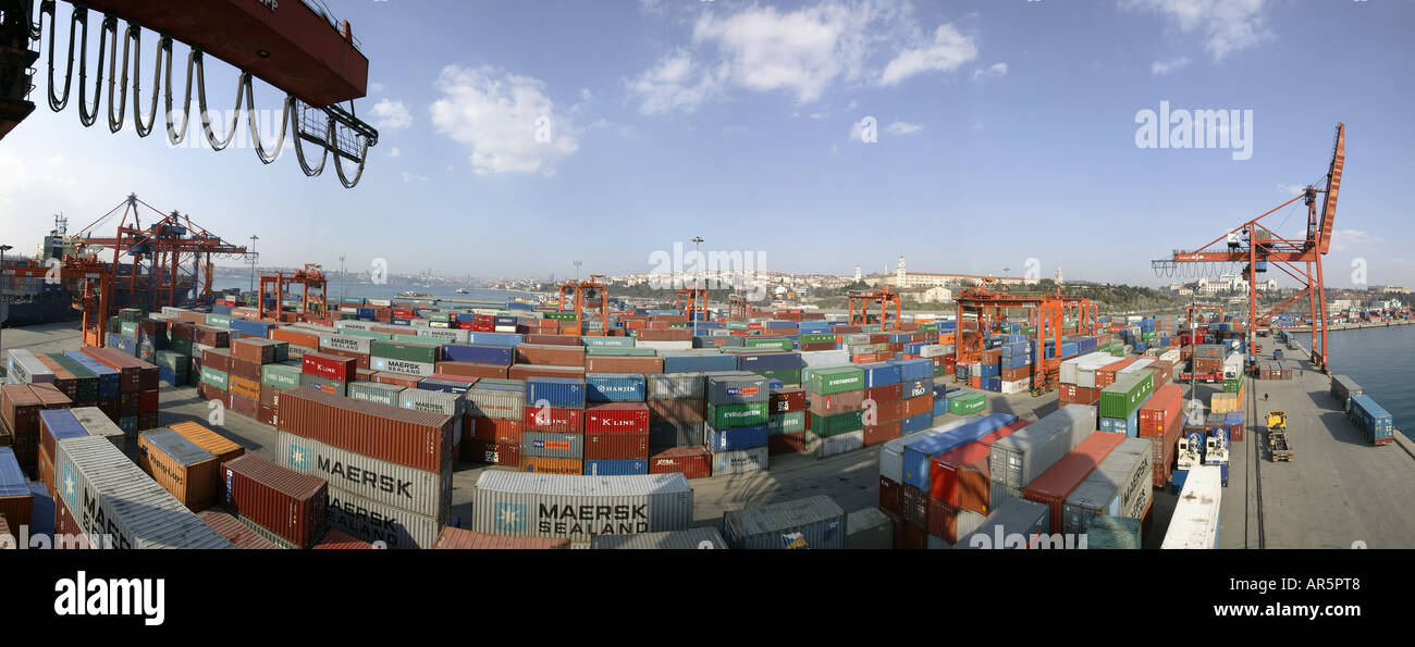 View of a container harbour, harbour, Istanbul, Turkey Stock Photo - Alamy