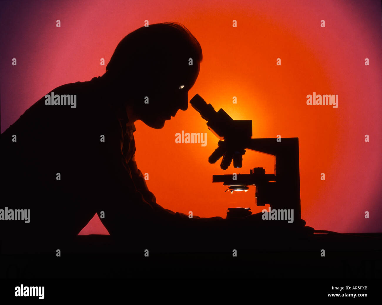 Lab technician looking through microscope Stock Photo - Alamy