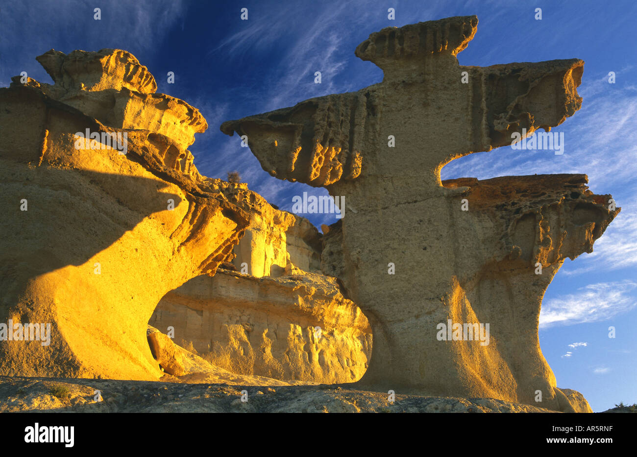 Erosive rock formations, Playa de Bolnuevo, Golfo de Mazarron, Province ...