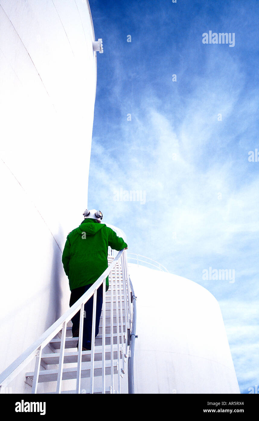 Climbing oil storage tank hi-res stock photography and images - Alamy