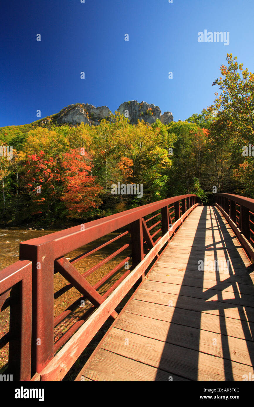 Bridge over Potomac River, Seneca Rocks, West Virginia, USA Stock Photo ...
