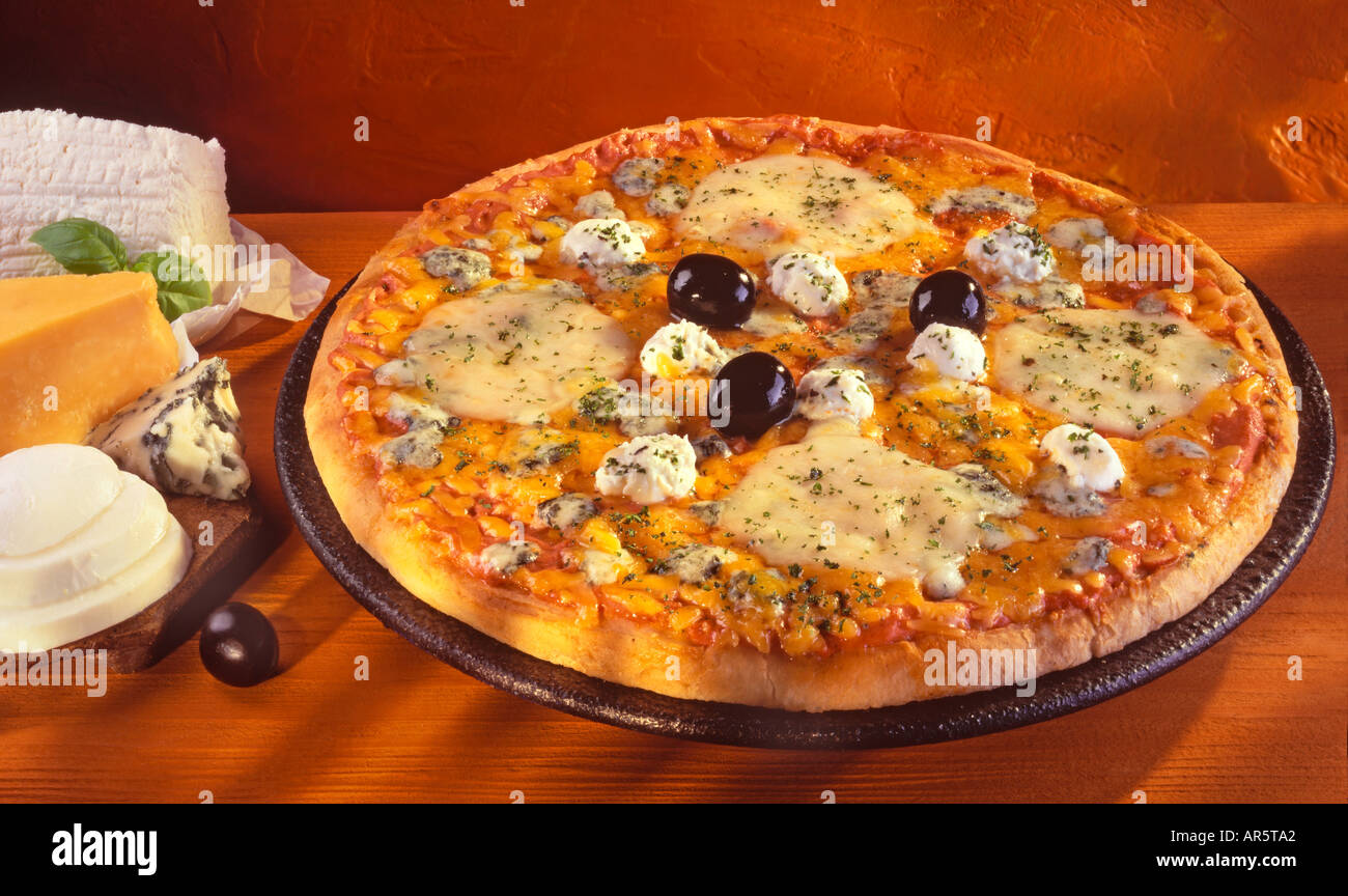 FOUR CHEESE PIZZA Stock Photo - Alamy