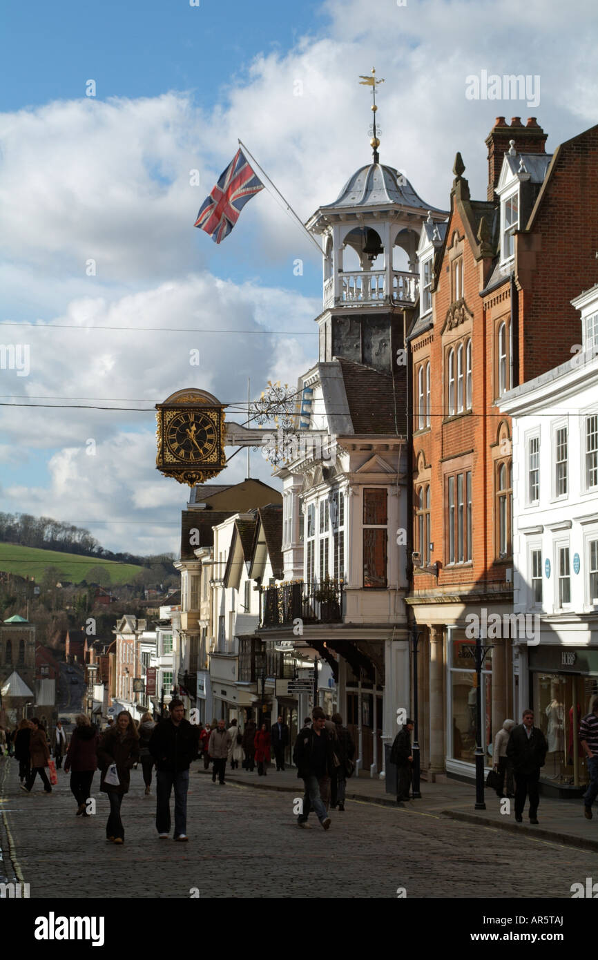 The High Street Guildford Town Centre Surrey England Looking west ...