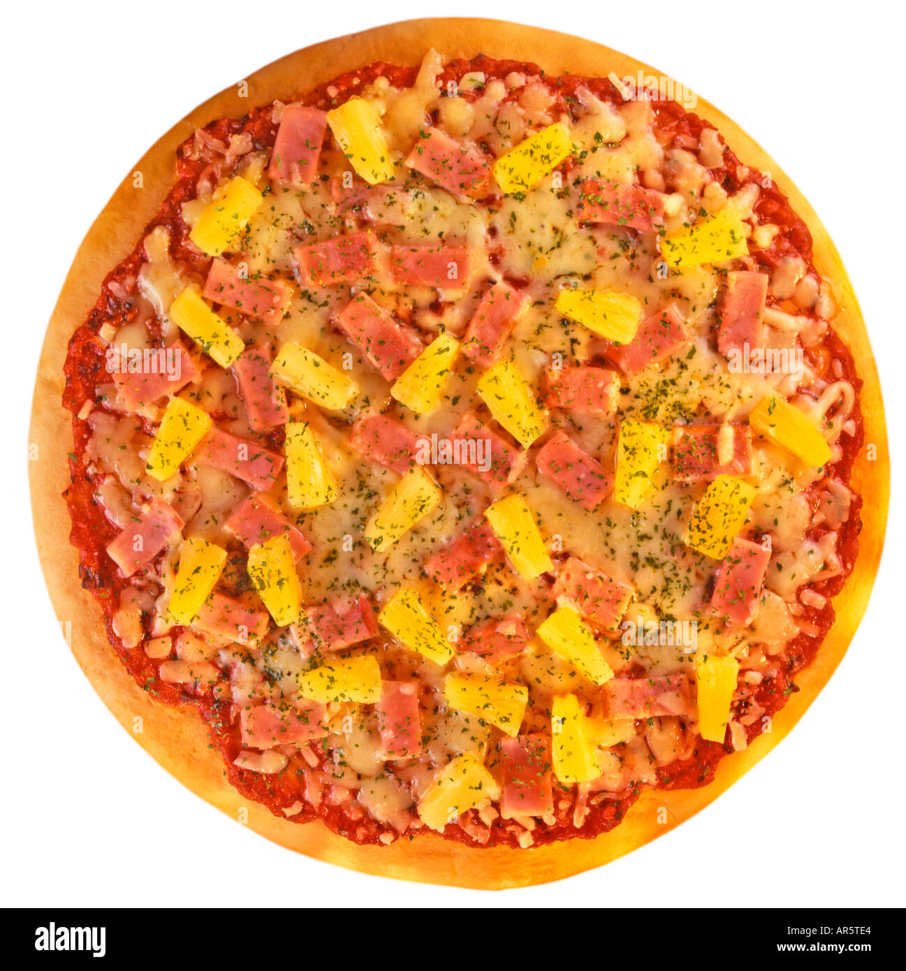HAM AND PINEAPPLE PIZZA CUT OUT Stock Photo - Alamy