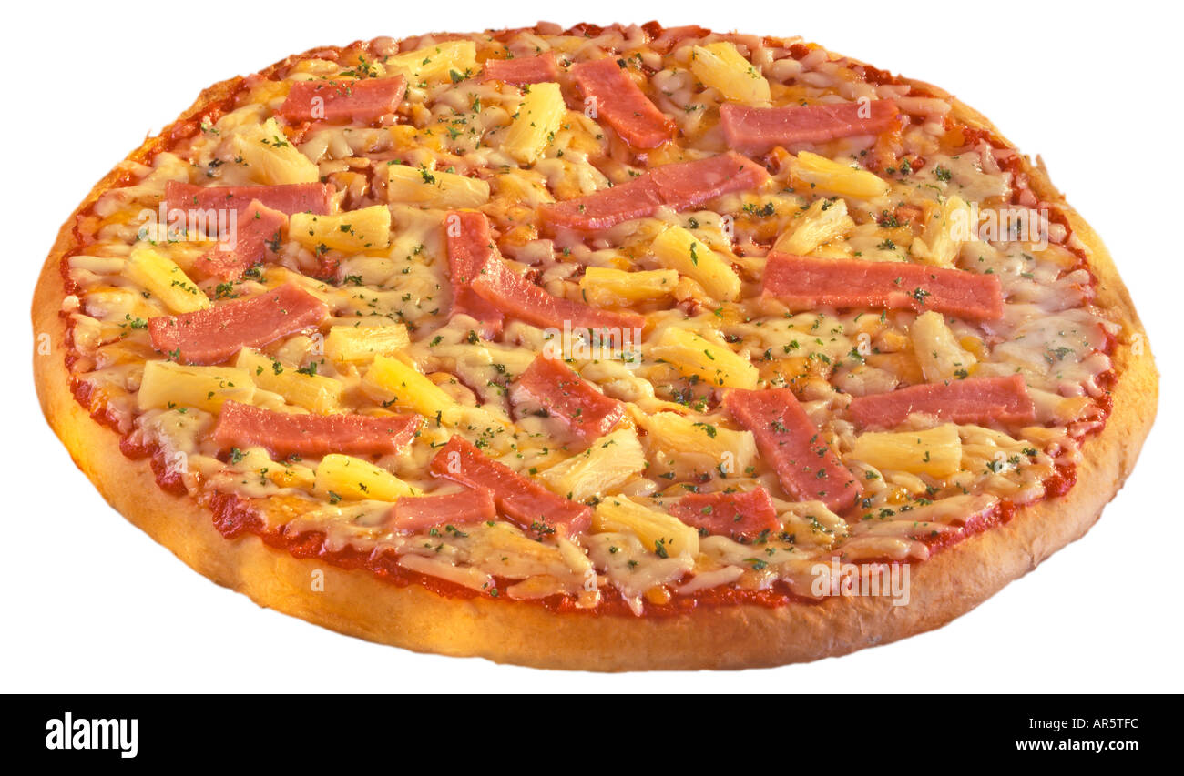 HAM AND PINEAPPLE PIZZA CUT OUT Stock Photo - Alamy