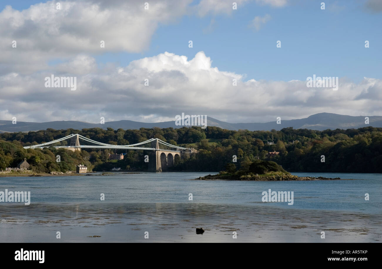 Menai Strait Suspension Bridge Anglesey Wales Stock Photo - Alamy