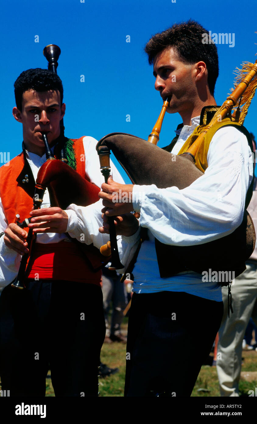Bagpipe musician, Curro, San Andres de Teixido, Sierra Capelada ...