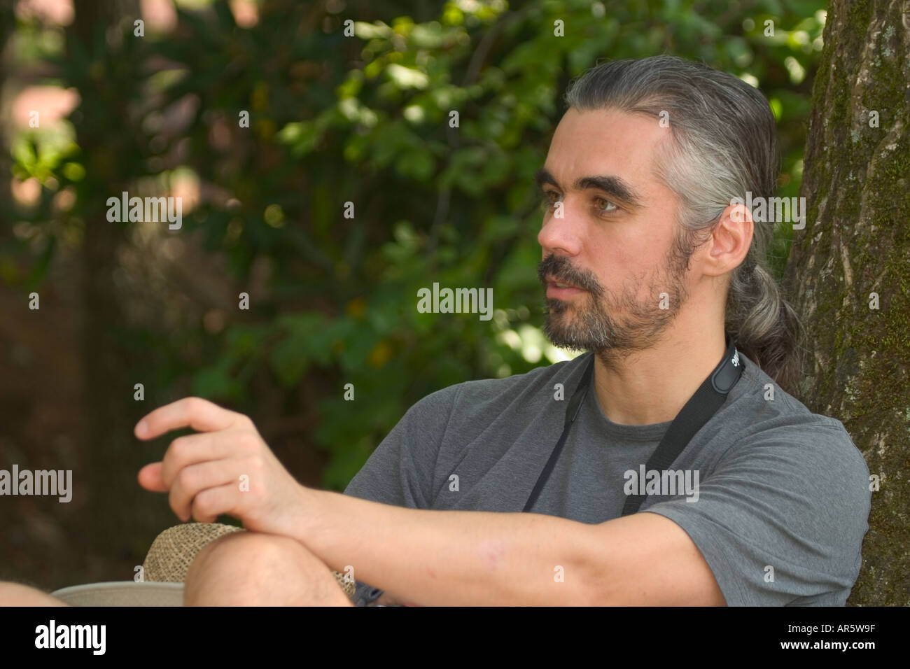 Sit under tree old man hi-res stock photography and images - Alamy