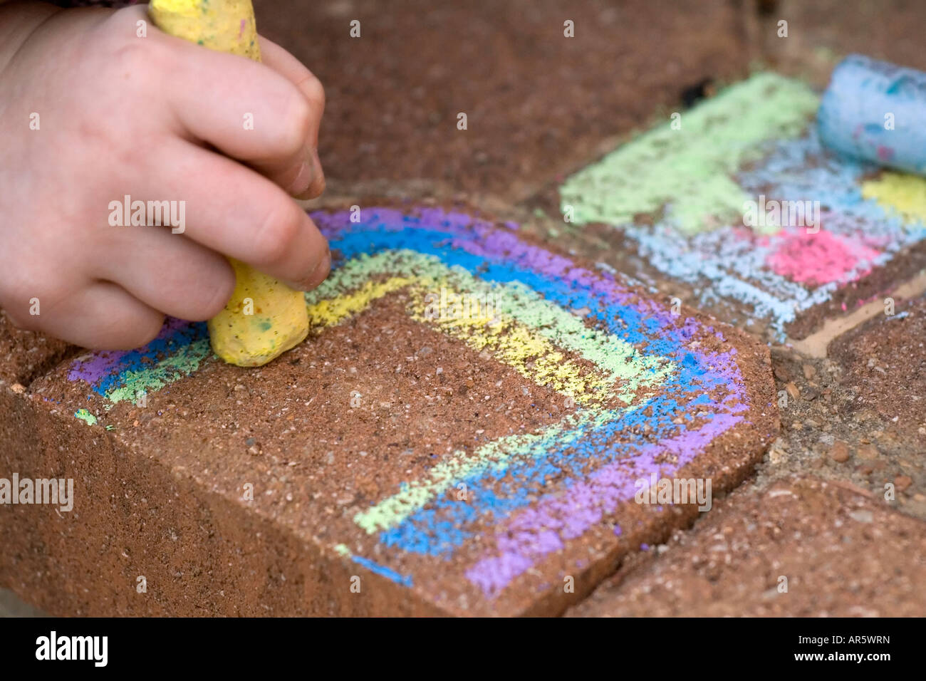 Chalk drawing rainbow color chalks hi-res stock photography and images ...