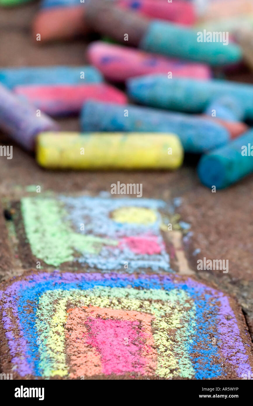 Chalk drawing rainbow color chalks hi-res stock photography and images ...