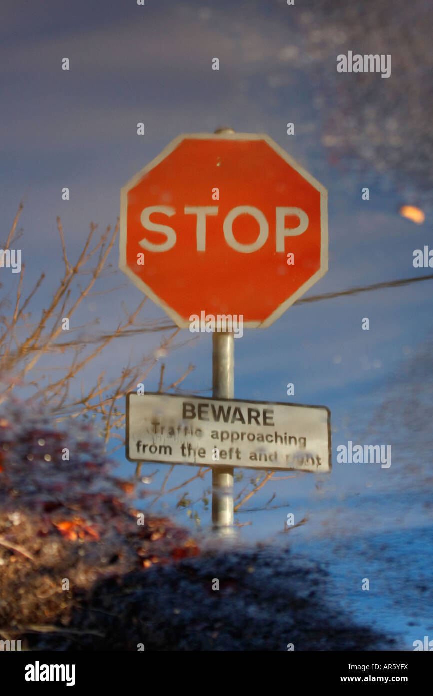 Reflection of Stop Sign Stock Photo - Alamy