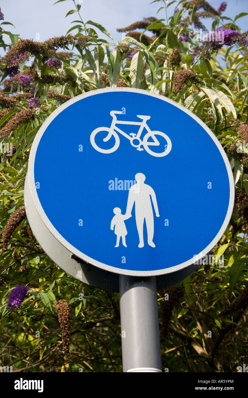 Pedestrian and cycle route road sign Stock Photo - Alamy