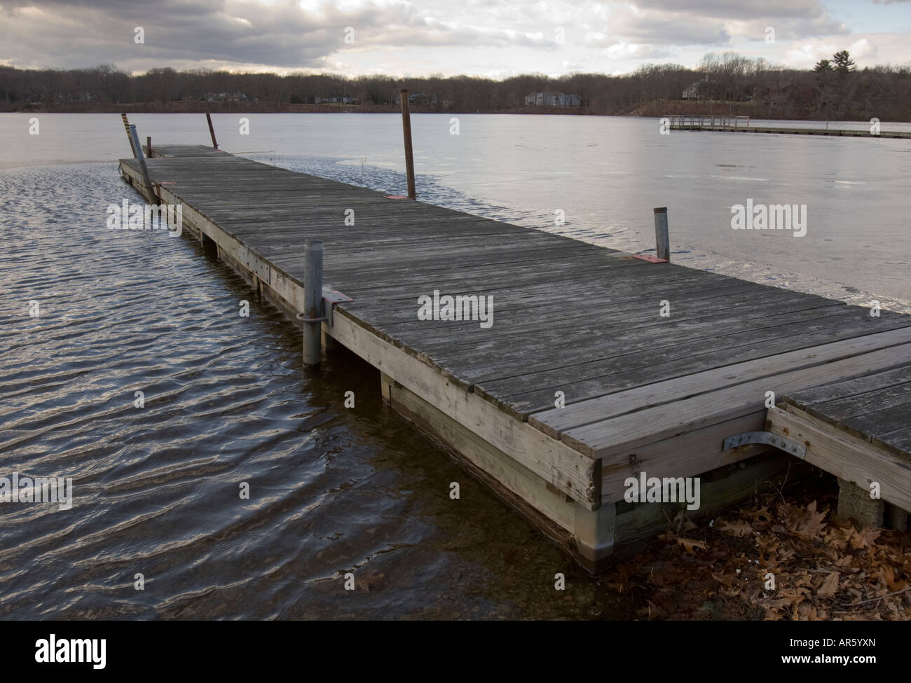 Wooden pier by a lake Stock Photo - Alamy