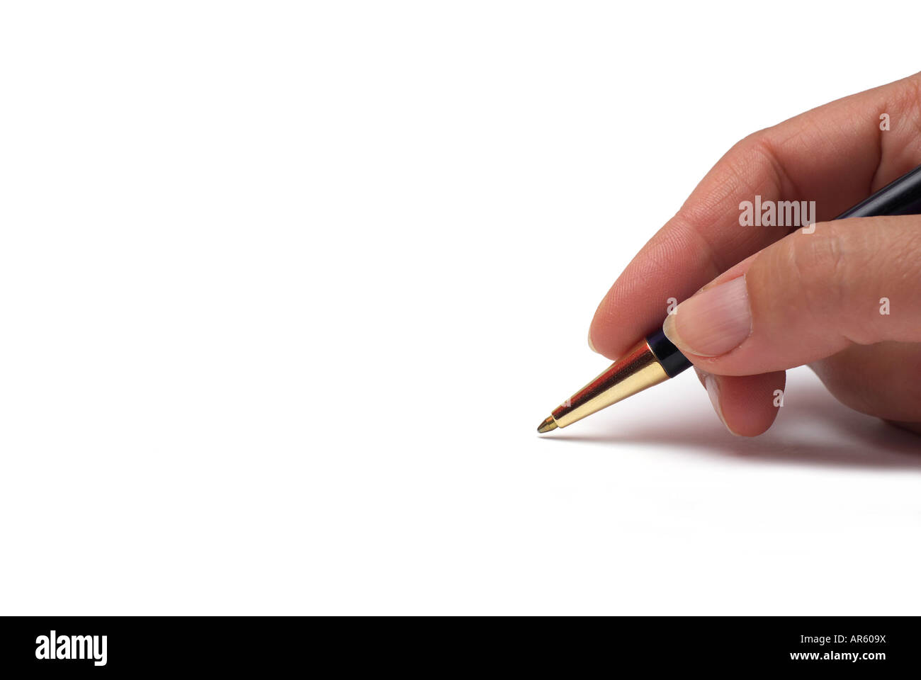 Somebody signing on white background Stock Photo - Alamy
