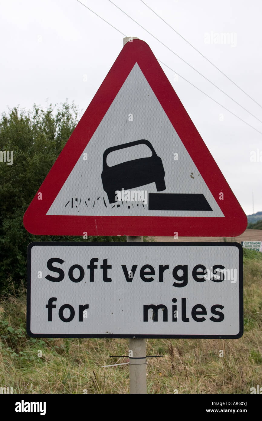 Soft verges road sign Stock Photo - Alamy