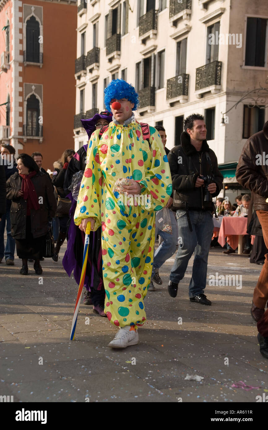 Man dressed in a clowns costumes at the Carnival by St Mark's Canal at ...