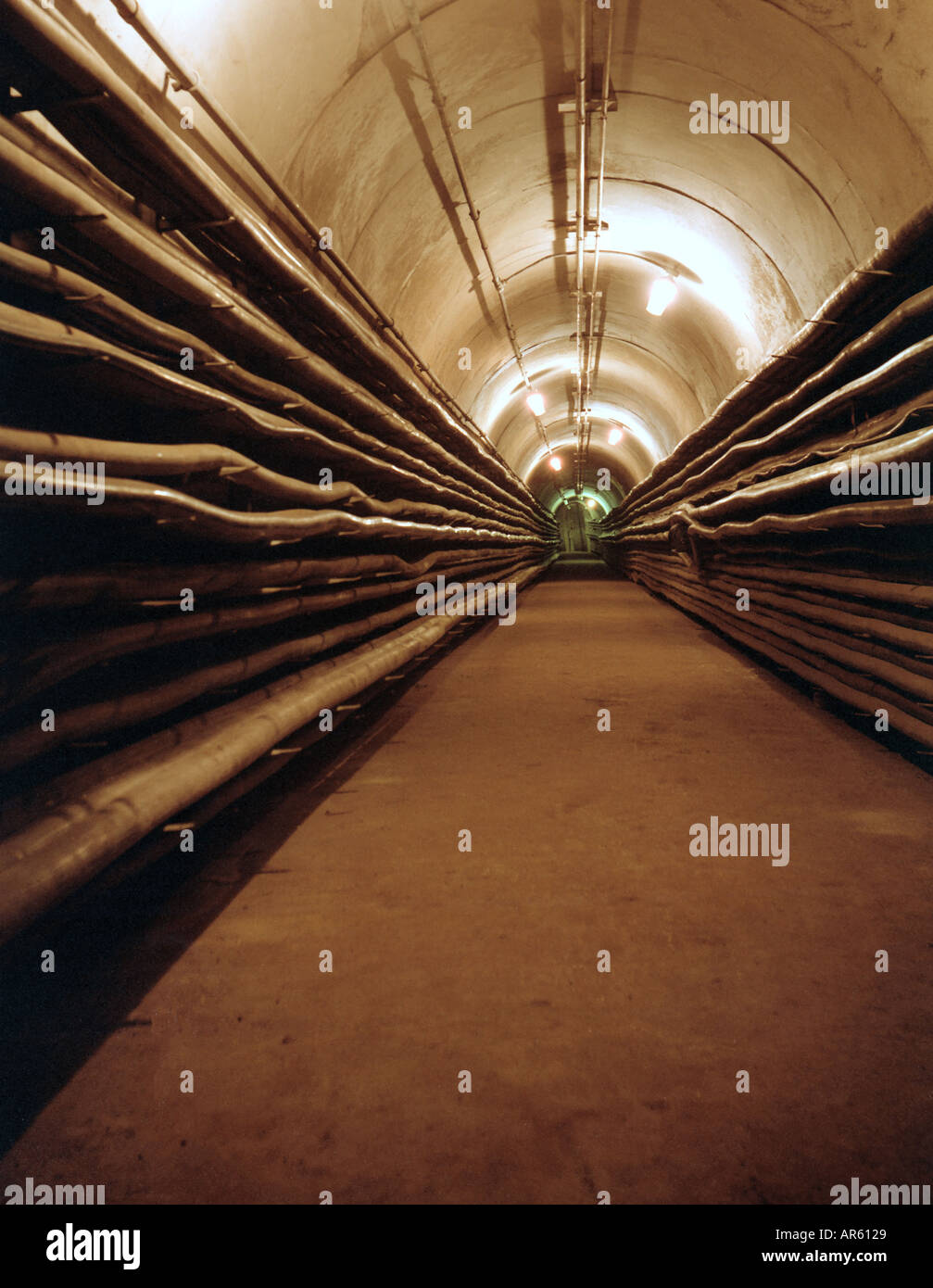 telephone communications tunnel carrying fibre or fiber optic trunk ...