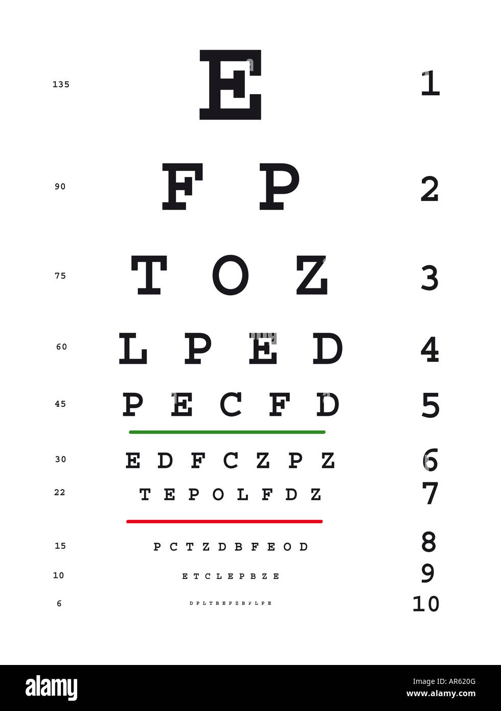 Eye test chart Isolated on white background Stock Photo - Alamy