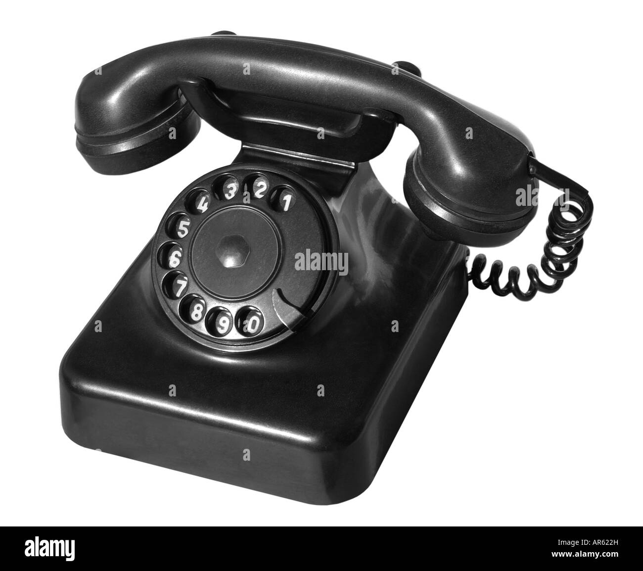 An old fashioned black telephon Isolated on white Stock Photo - Alamy