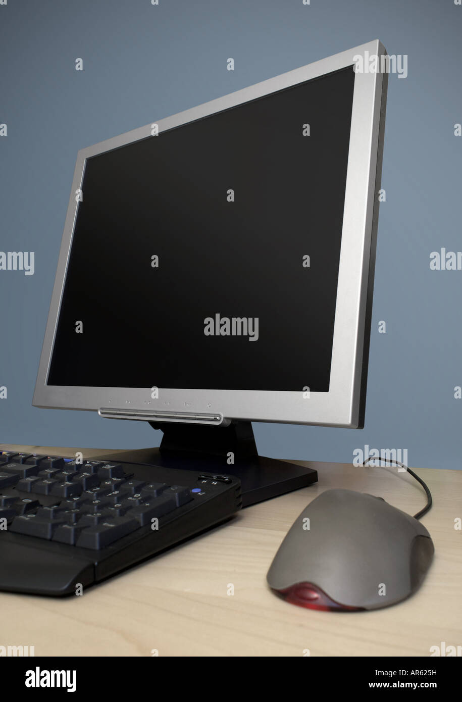 Workspace with monitor keyboard and mouse Stock Photo - Alamy