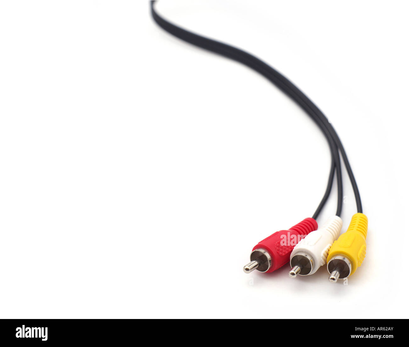 Cable close up Cable splits into yellow white and red plug Stock Photo ...