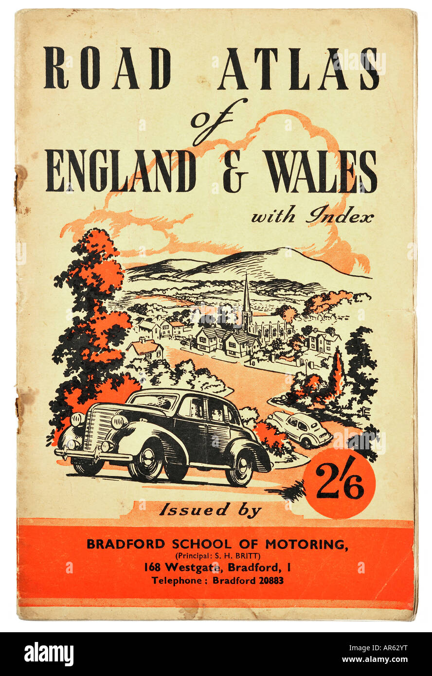 Old vintage 1950s Road Atlas of England & Wales For Editorial Use Only ...