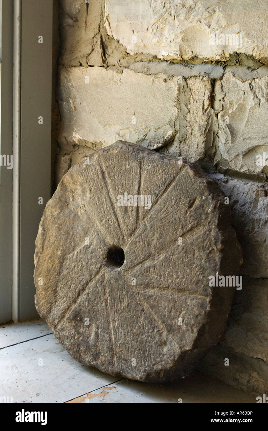 Old Millstone on Display at Spring Mill State Park Indiana Stock Photo ...