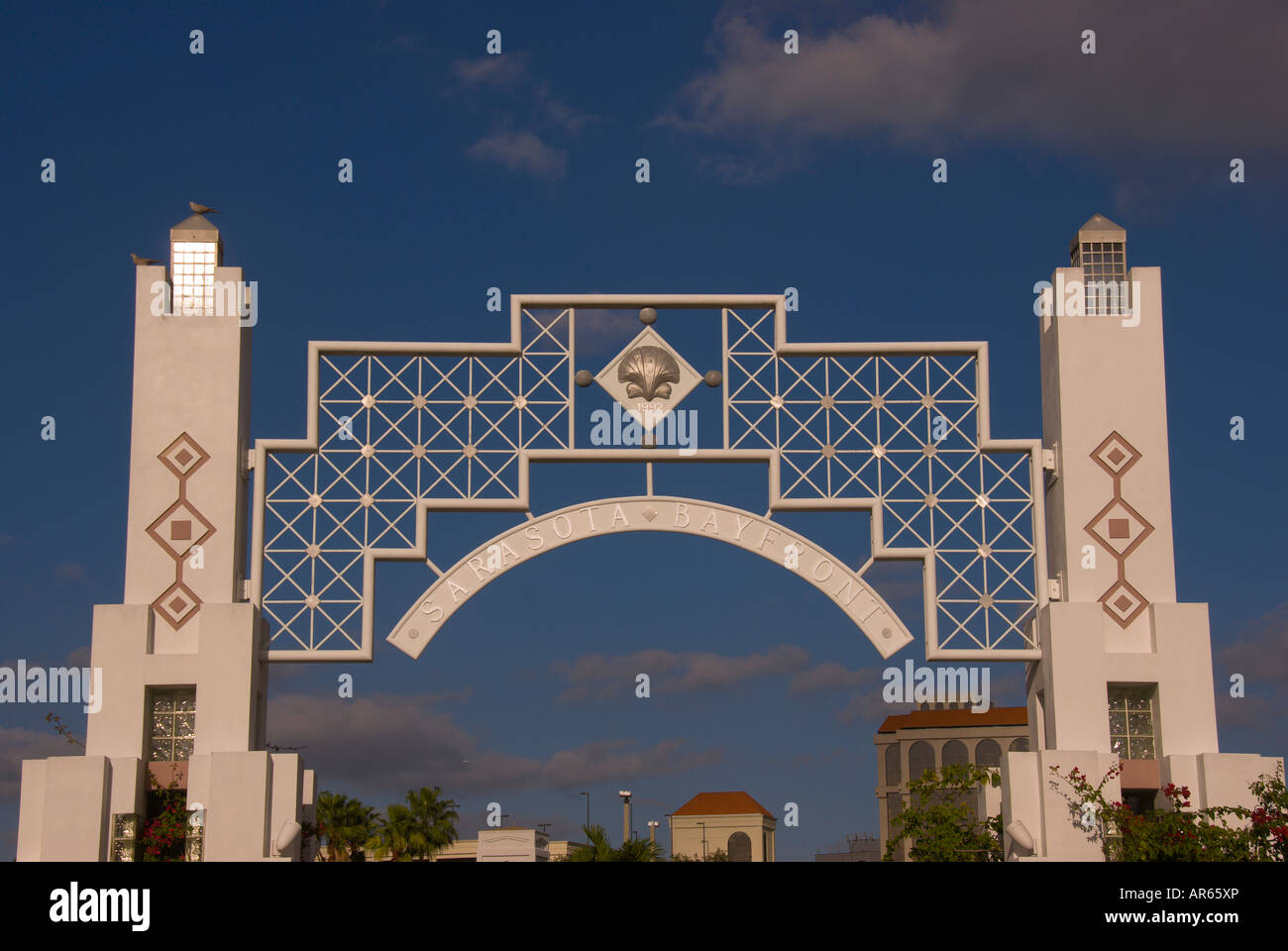 Sarasota Bayfront Park entrance sign downtown landmark attraction blue ...