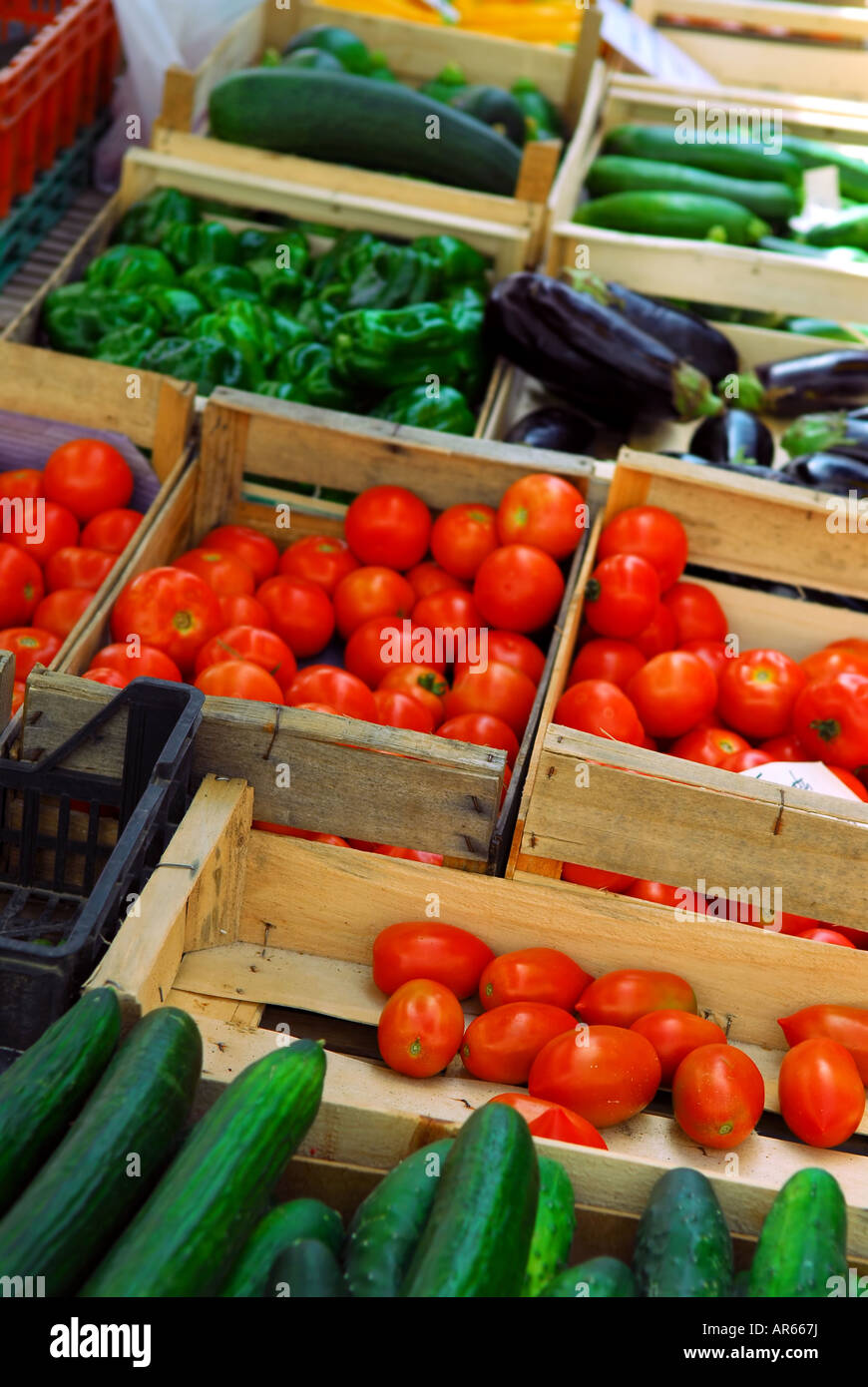 Fresh vegetables for sale on french farmers market in Perigueux France ...