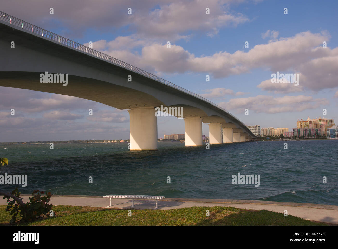 Sarasota Florida bridge from st armands circle over sarasota bay to ...