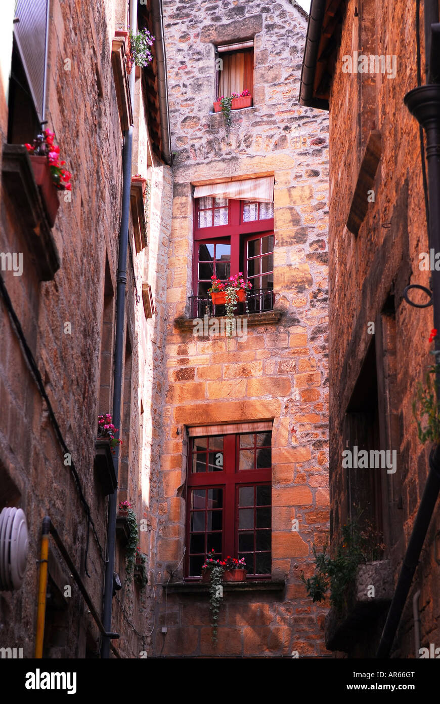 Detail of medieval architecture in historical town of Sarlat France ...