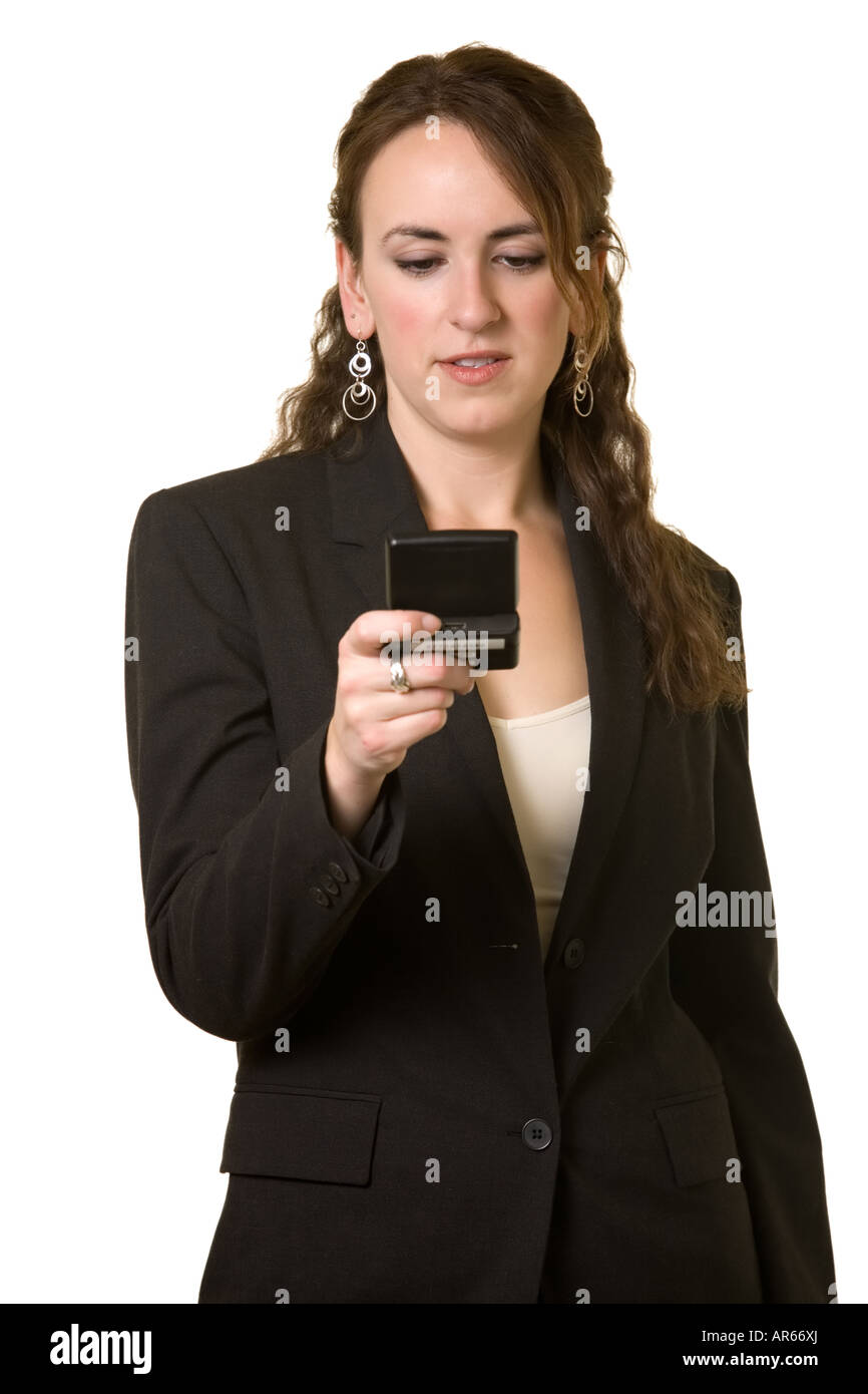 Woman and pager Stock Photo - Alamy