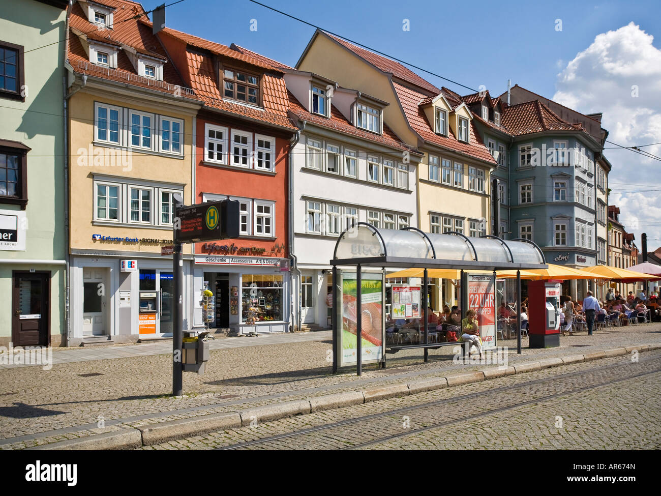 Streetcar stops at Domplatz Cathedral Square Erfurt Germany Stock Photo ...