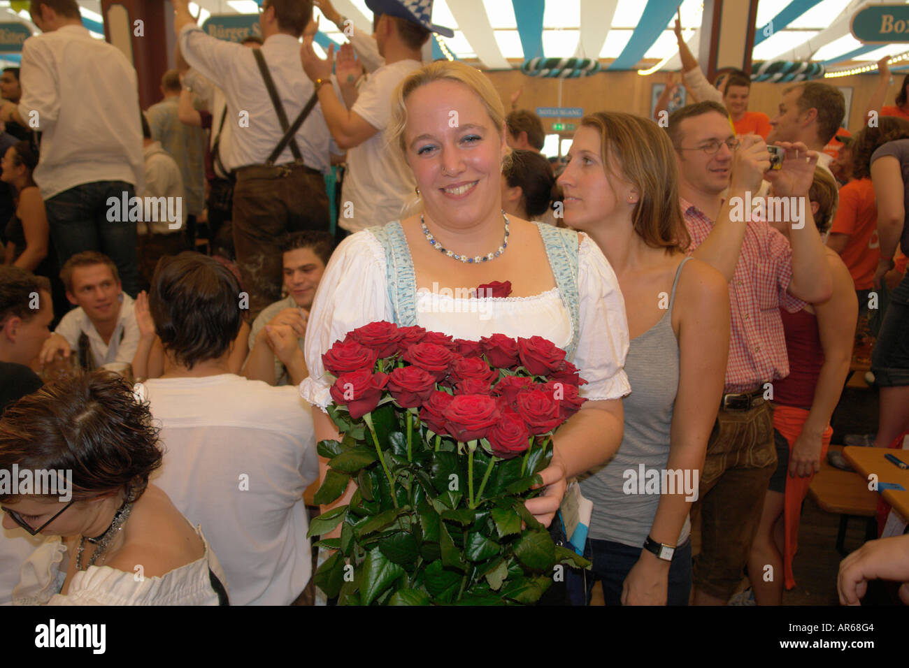 Europe Germany Munich Beer Festival Oktoberfest people dancing and ...