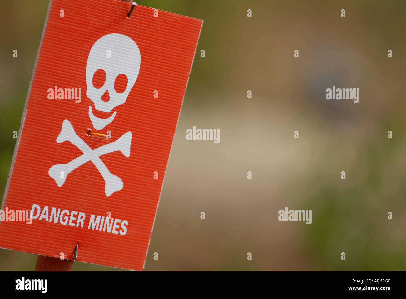 Danger mines sign at a Sudanese minefield Stock Photo - Alamy