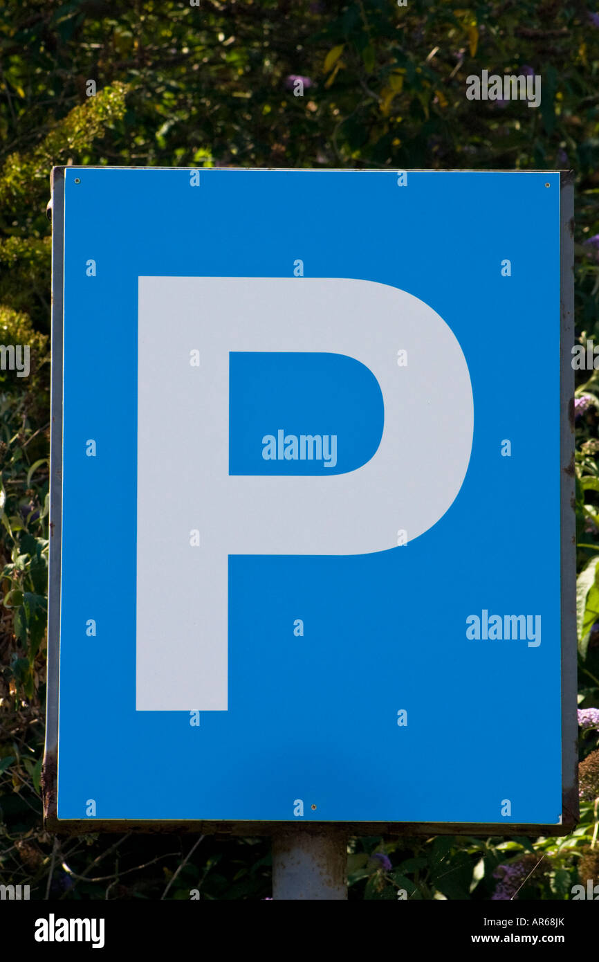 Blue car park road sign Stock Photo - Alamy