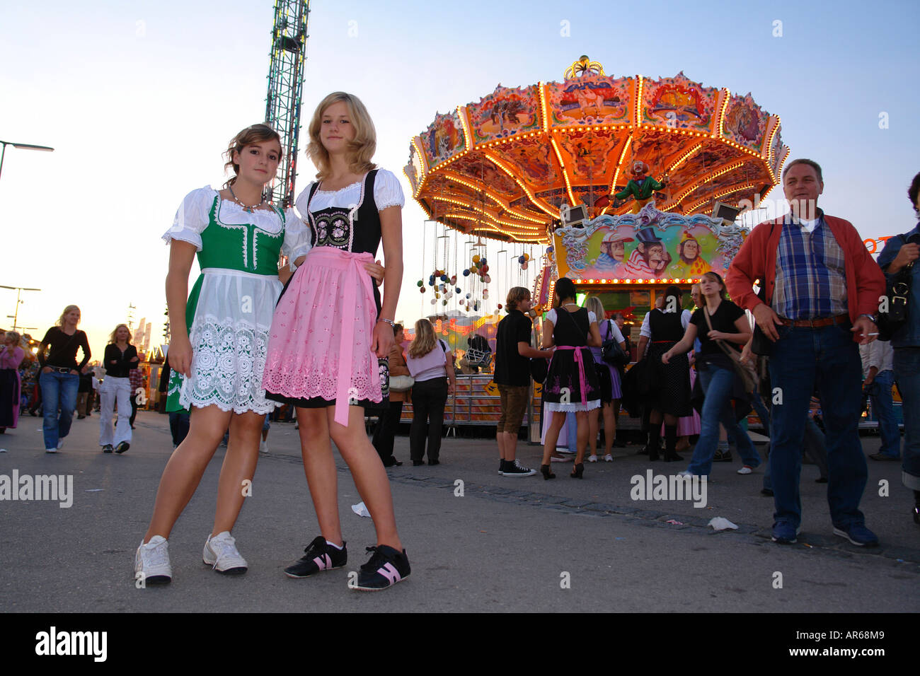 Girls in Dirndln Oktoberfest in Theresienwiese Munich Bavaria Germany ...