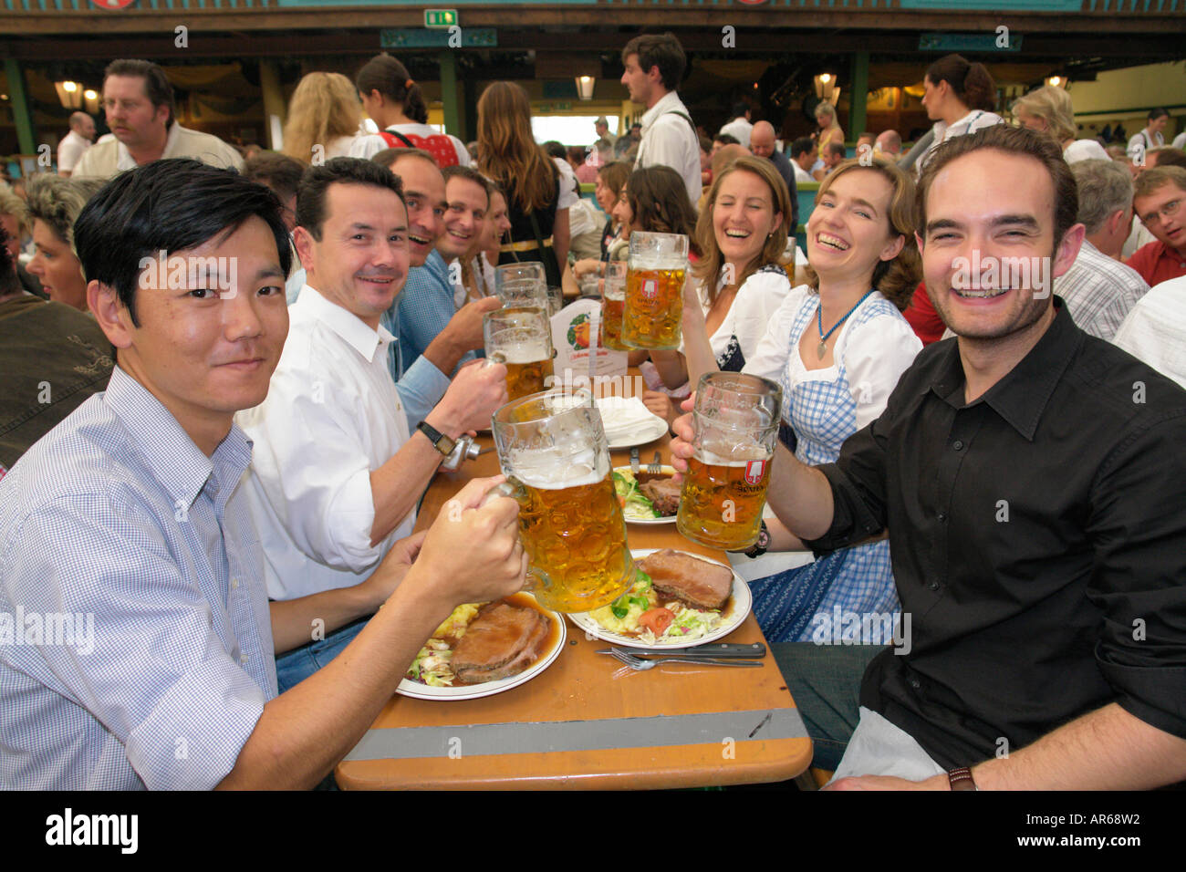 Europe Germany Munich Beer Festival Oktoberfest people dancing and ...