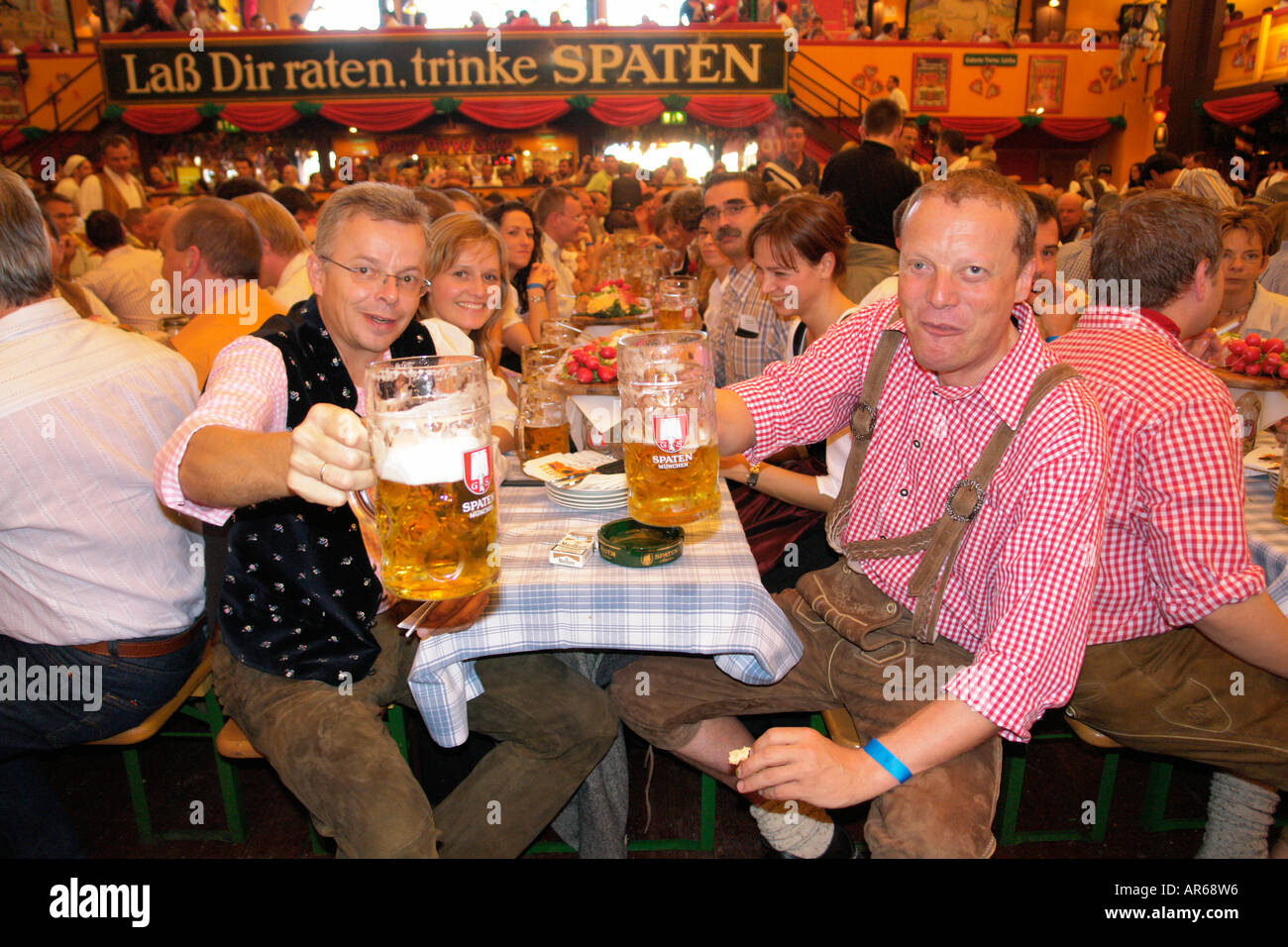 Europe Germany Munich Beer Festival Oktoberfest people dancing and ...